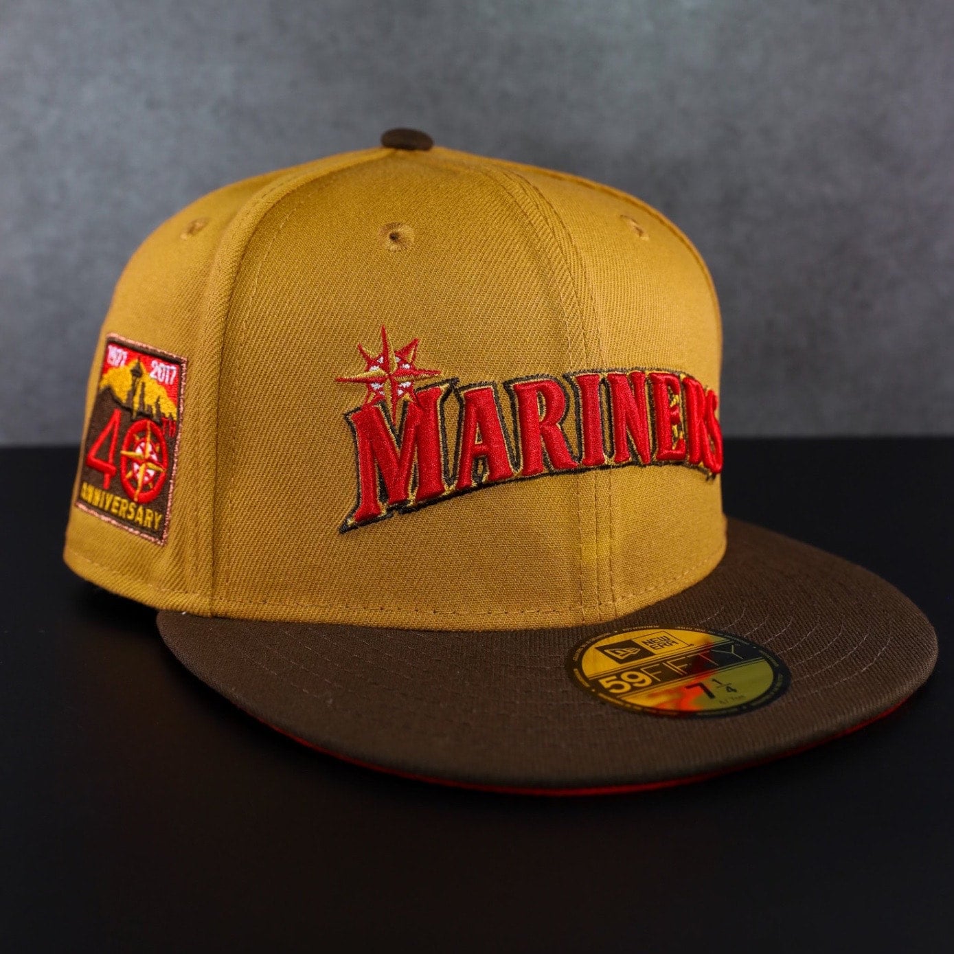 Seattle Mariners New Era Panama Tan/Walnut Bill and Scarlet Bottom With ...