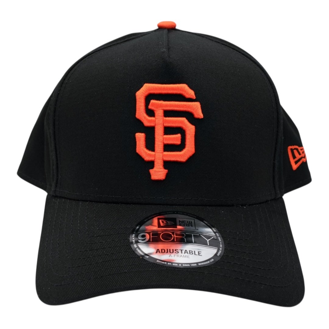 San Francisco Giants New Era All Black And Gray Bottom 9FORTY A-Frame Adjustable Snapback Hat ...