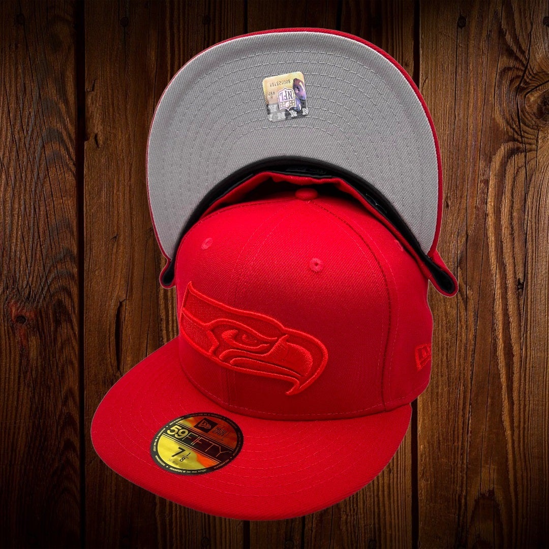 Seattle Seahawks New Era All Red On Red With Gray Bottom 59FIFTY Fitted ...