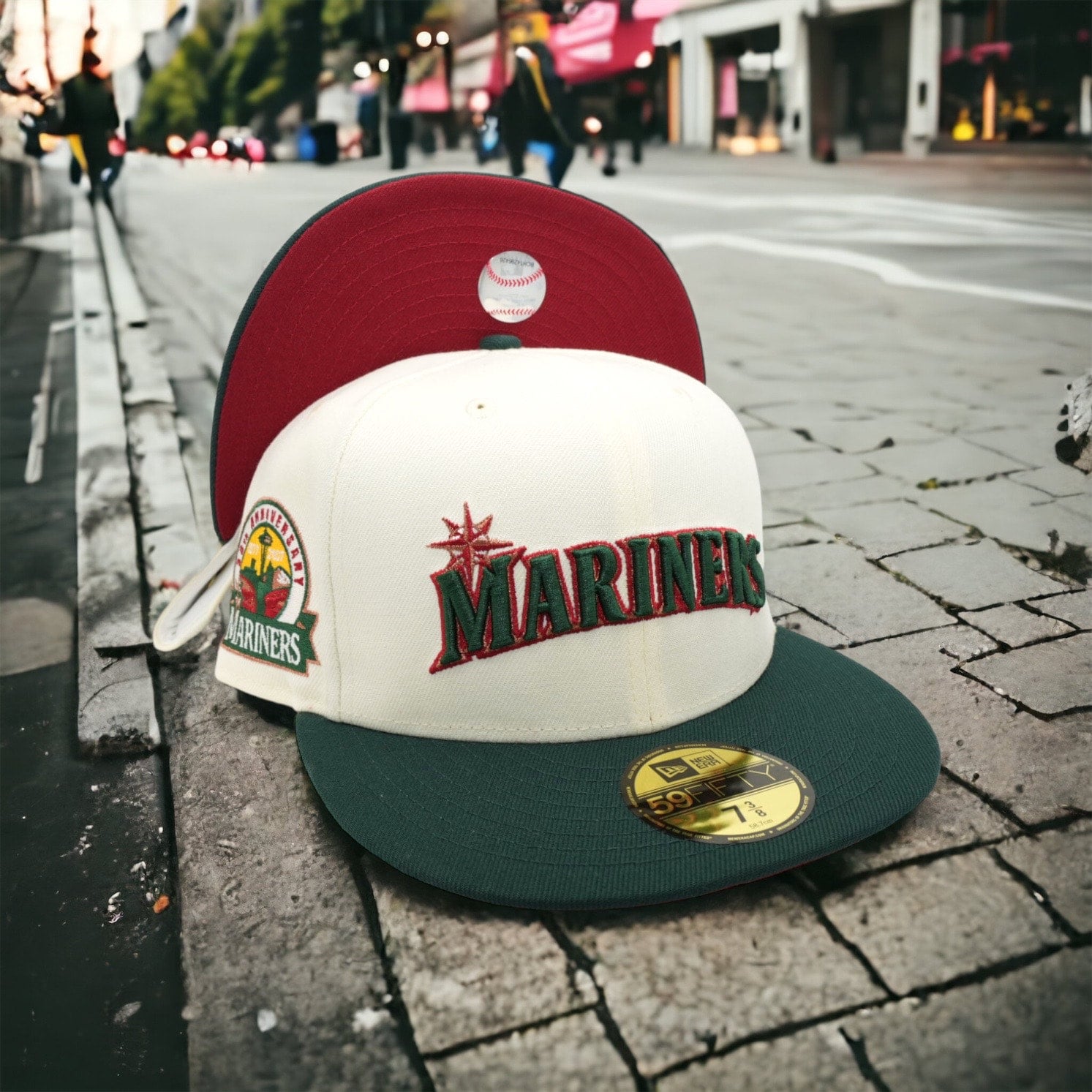 Seattle Mariners New Era Scrip Chrome White/Dark Green Bill And H Red ...