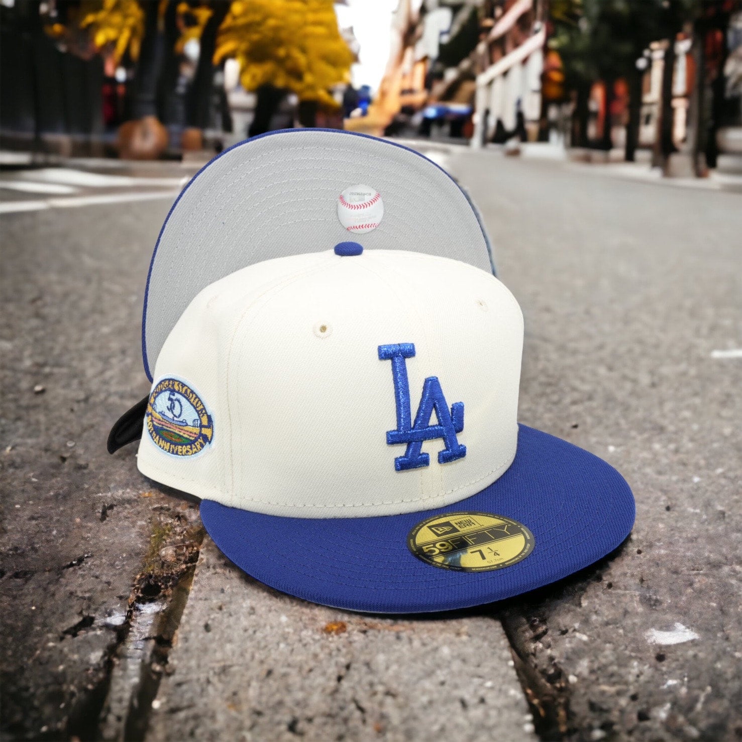 Los Angeles Dodgers New Era Chrome/Dark Royal And Gray Bottom With Dodgers Stadium 50TH ...