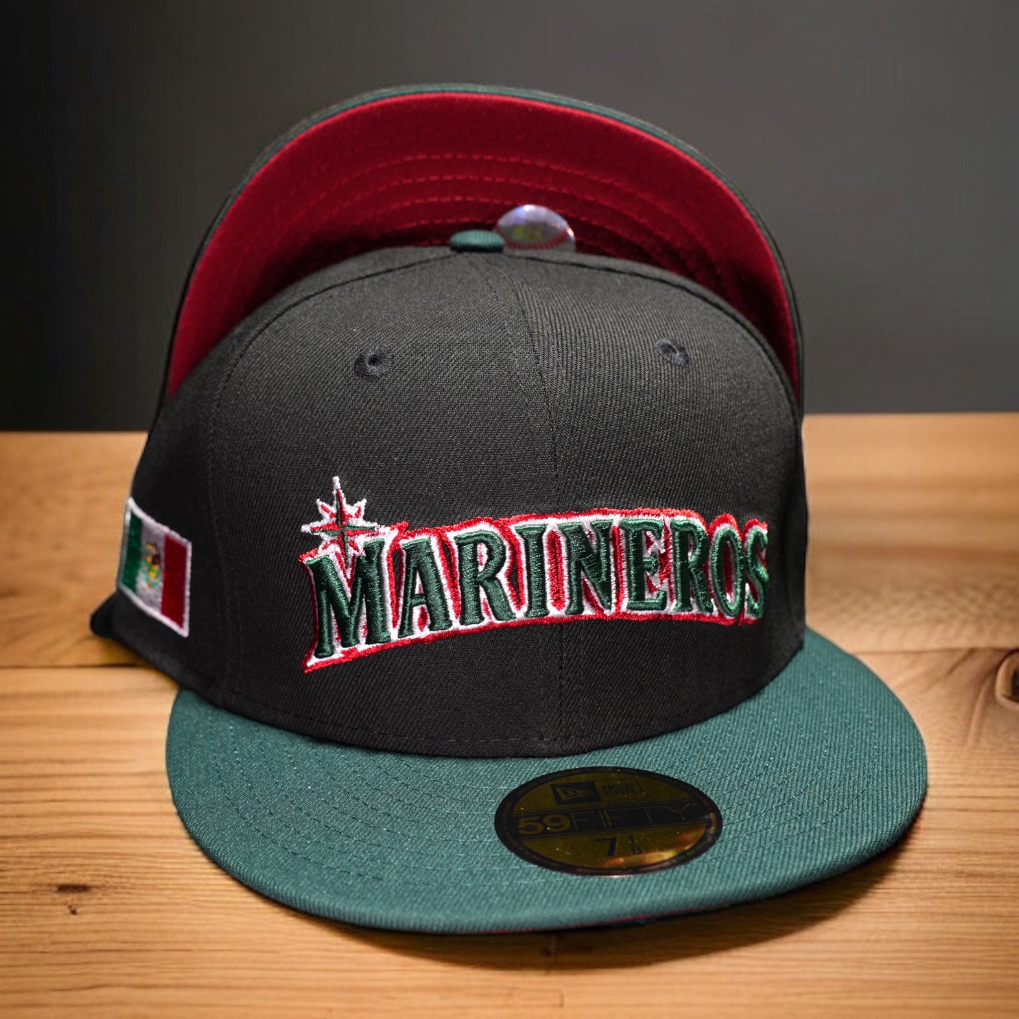 Seattle Mariners New Era "Marineros" Script Black/DK Green Bill and H ...