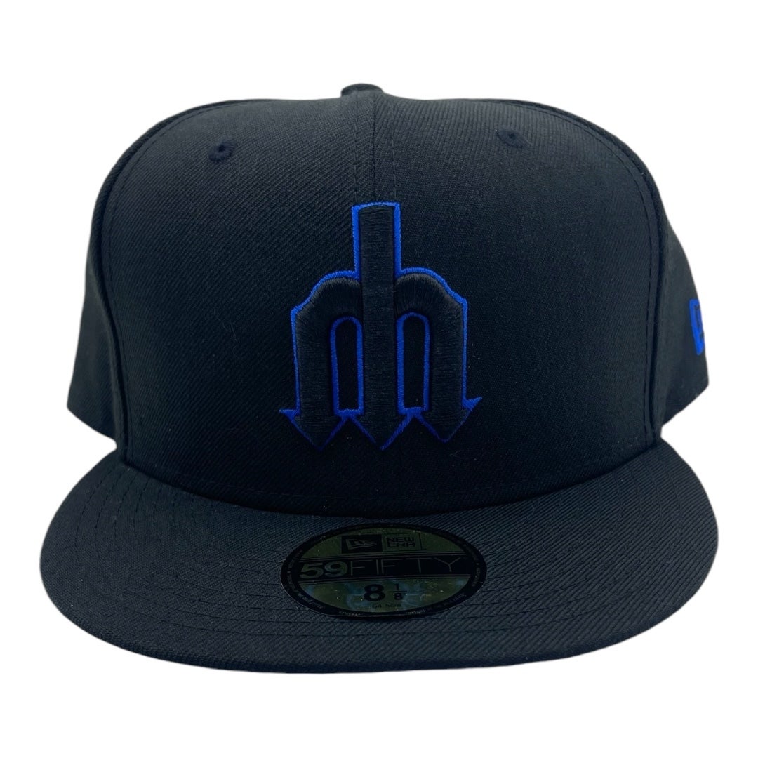 Seattle Mariners New Era All Black With Royal Blue Outline Around ...