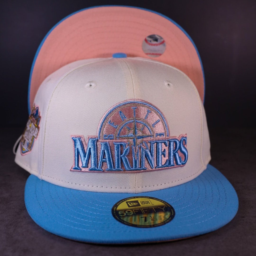 Seattle Mariners New Era Chrome White/Sky Blue Bill and Pink Bottom ...