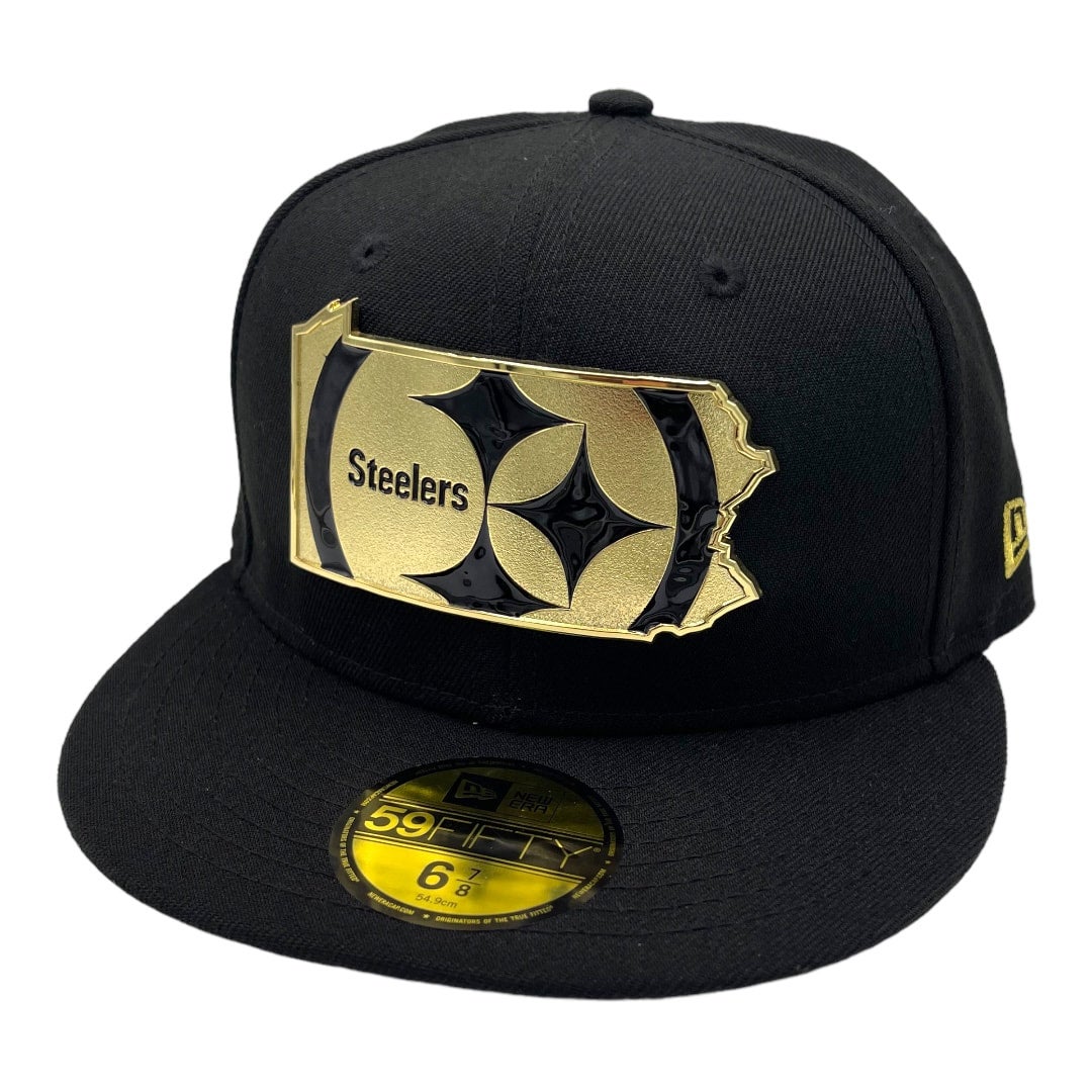 Pittsburgh Steelers New Era All Black With Metal State Gold Badge ...