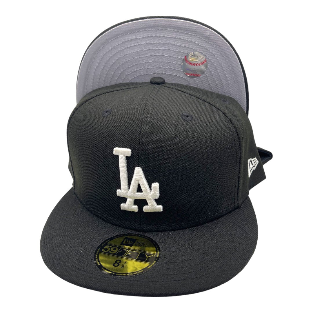 Los Angeles Dodgers 1 New Era All Black With White Logo 59FIFTY Fitted ...
