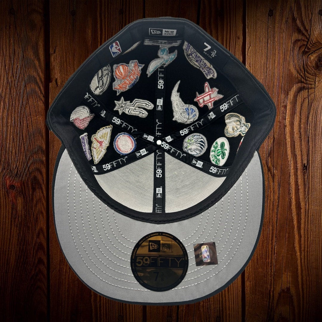 NBA New Era All Black/Gray Bottom NBA All Over Logos 59FIFTY Fitted Hat ...